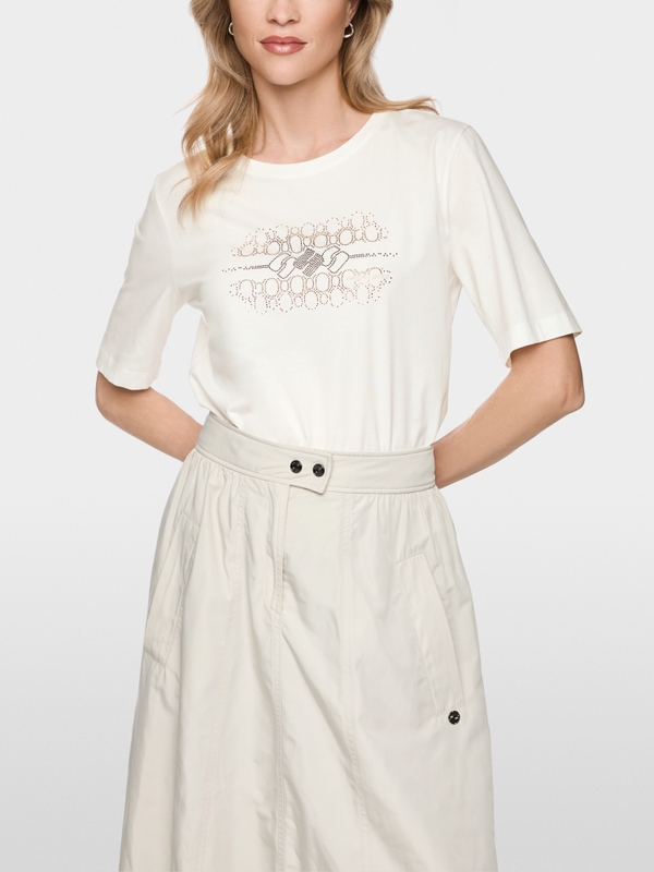 Katoenen shirt met hotfixsteentjes | marc-cain.com/nl